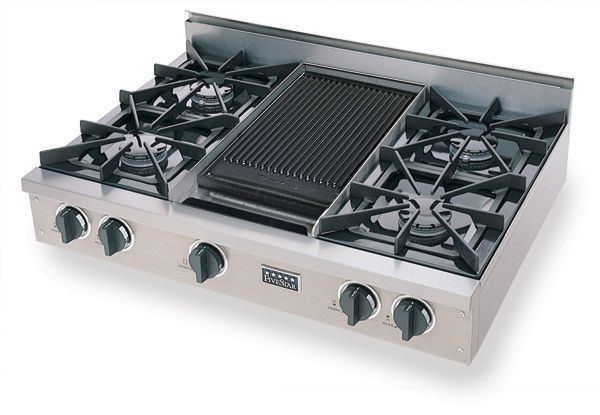 TTN036-7 Five Star 36'' Natural Gas Pro Cooktop with 4 Open Burners and ...