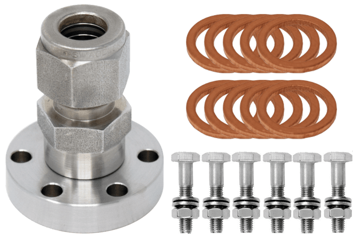 133xSWG-38-VE 1.33" OD Conflat Flange to 3/8" Swagelok