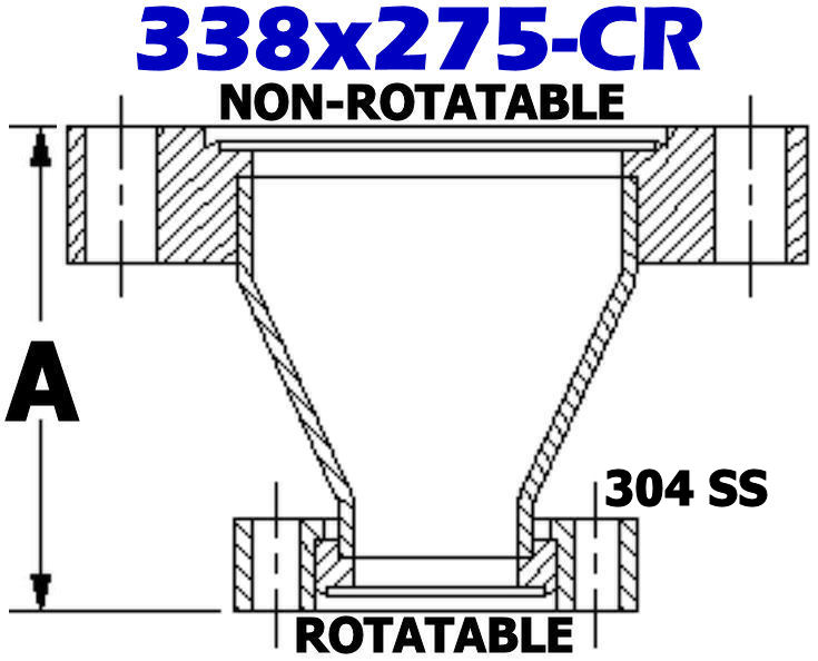 3.38" OD CF to 2.75" CF Conflat Conical Reducer (338x275-CR)