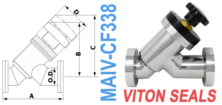 3.38" OD Conflat Manual Angle Inline Valve (MAIV-CF338)