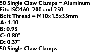 50 Single Claw Clamp Fits: ISO160, ISO200, ISO250 (ISO160-250-C-PK50)