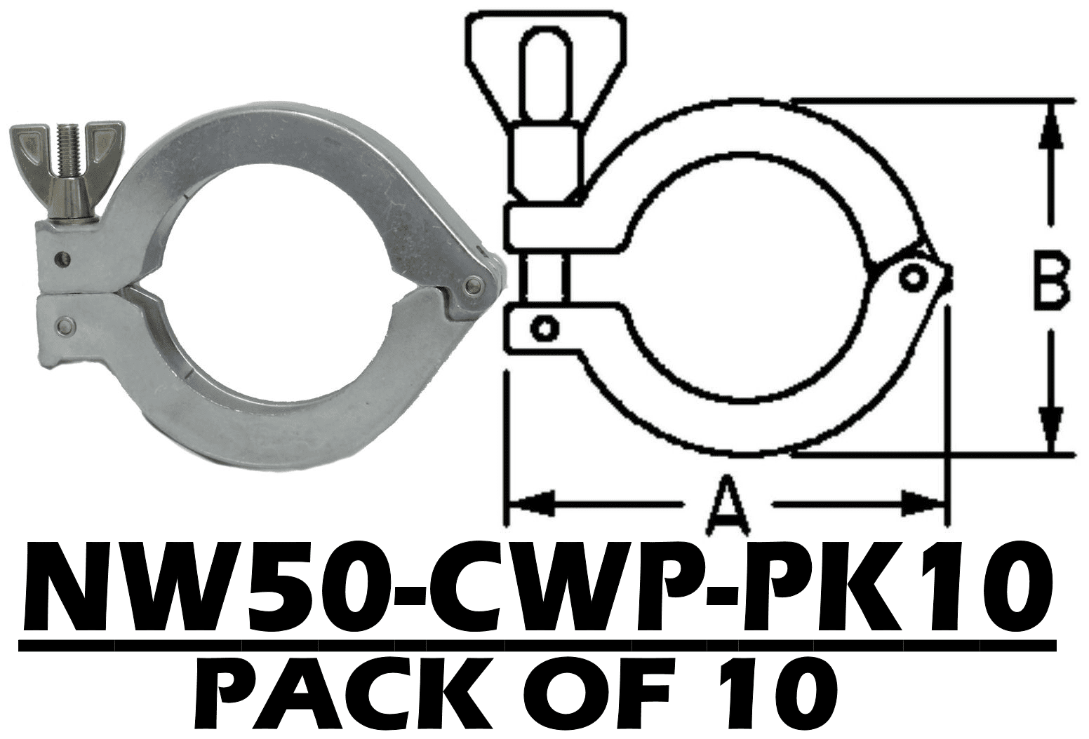 Aluminum Wing Clamp Fits: NW50 (NW50-CWP-PK10)
