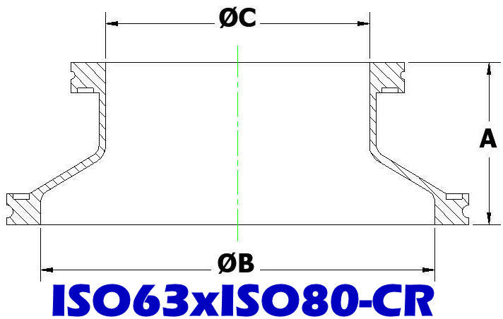ISO63 to ISO80 Conical Reducer, Short ISO63xISO80-CR