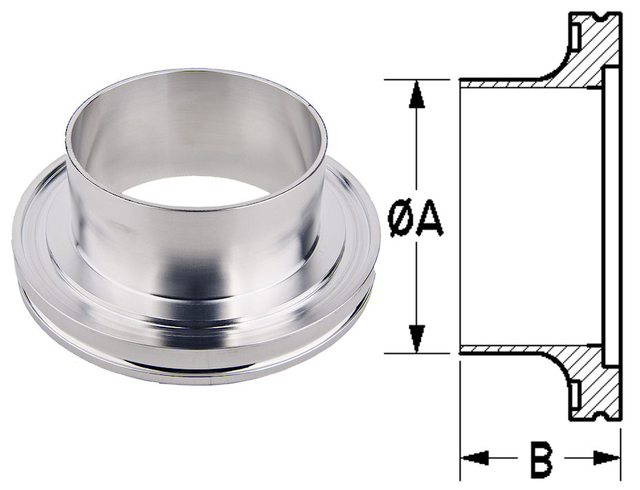ISO100 Stub Weld Flange Aluminum (ISO100-400-AS-OS)