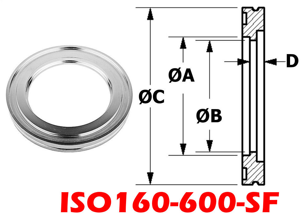 ISO160 to 6.00" Tube Short Weld Flange 304 Stainless (ISO160-600-SF)