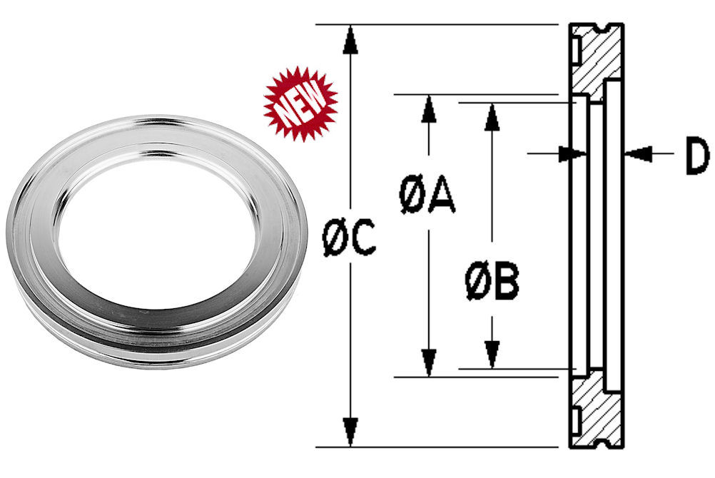 ISO250 Aluminum Short Weld Flange ISO250-1000-ASF-UOS