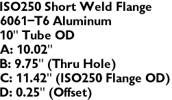ISO250 Aluminum Short Weld Flange ISO250-1000-ASF-UOS