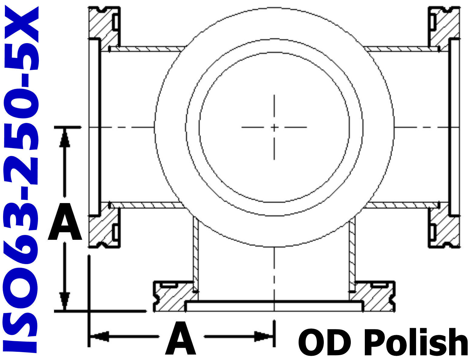 ISO63 Cross, 5-Way (ISO63-250-5X)