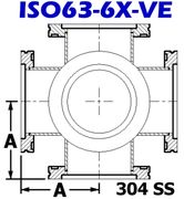 ISO63 Cross, 6-Way (ISO63-6X-VE)