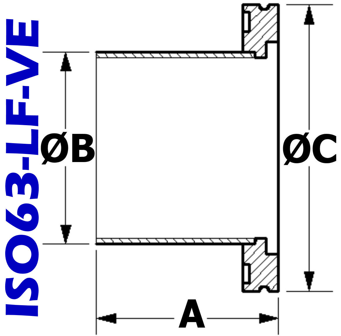 ISO63 Half Nipple (ISO63-LF-VE)