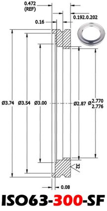 ISO63 to 3.00" Tube Short Weld Flange 304 Stainless (ISO63-300-SF)