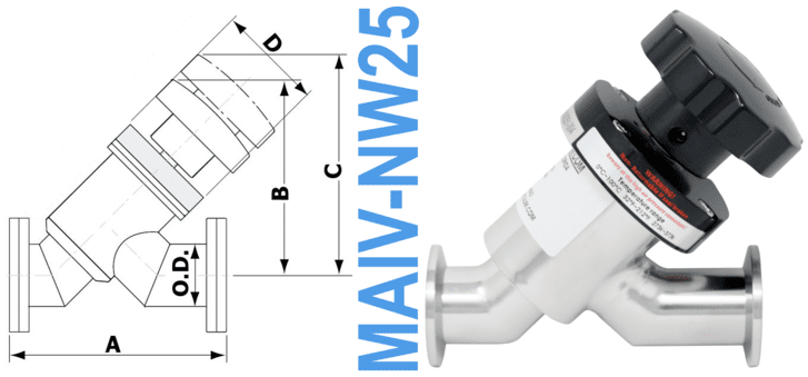 NW25 Manual Angle Inline Valve (MAIV-NW25)
