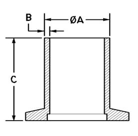 NW16 Long Braze Weld Flange, Brass (NW16-062-LB)