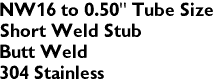 NW16 Short Weld Stub Flange (NW16-050-SS)