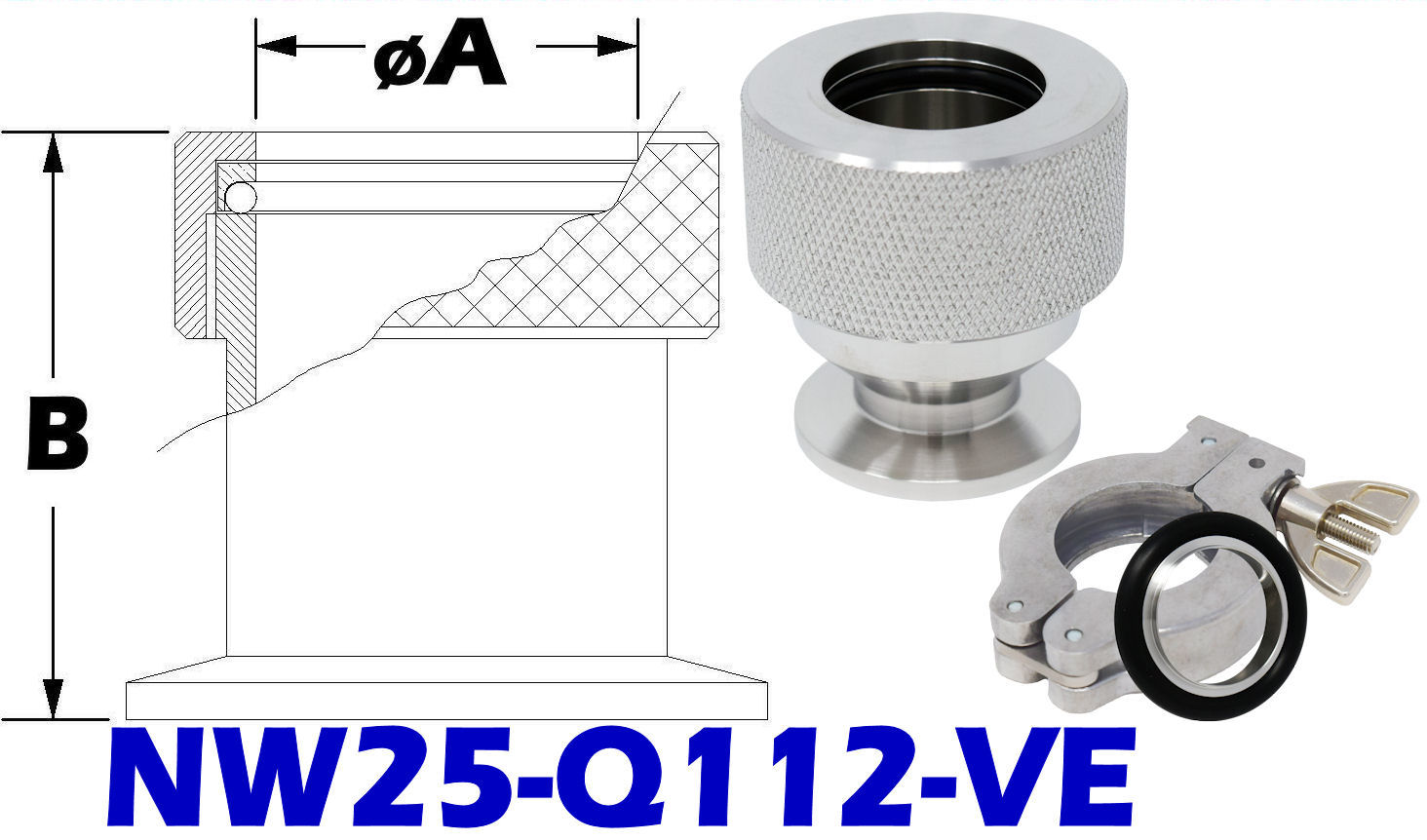 NW25 Quick Coupling To 1-1/8" Tube Size (NW25-Q112-VE)