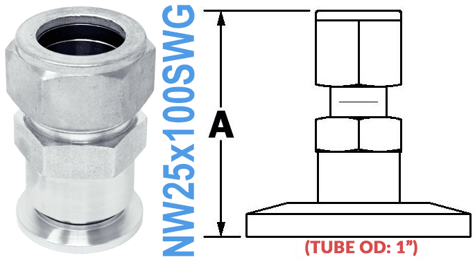 NW25 to 1.00" Swagelok (NW25x100SWG)