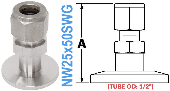 NW25 to 1/2" Swagelok (NW25x50SWG)