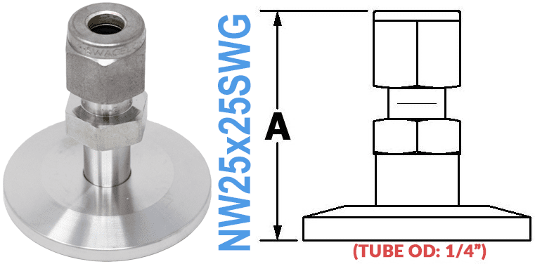 NW25 to 1/4" Swagelok (NW25x25SWG-OS)