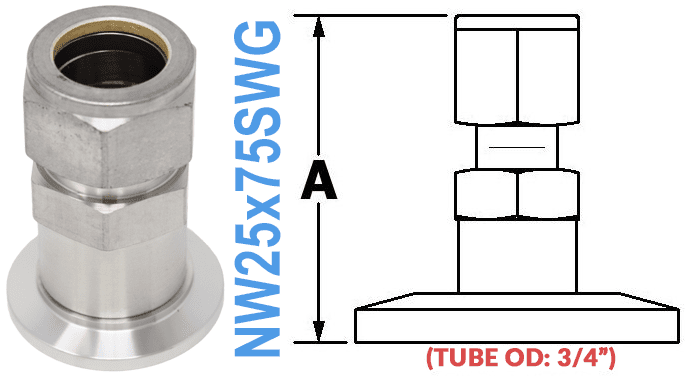 NW25 to 3/4" Swagelok (NW25x75SWG)