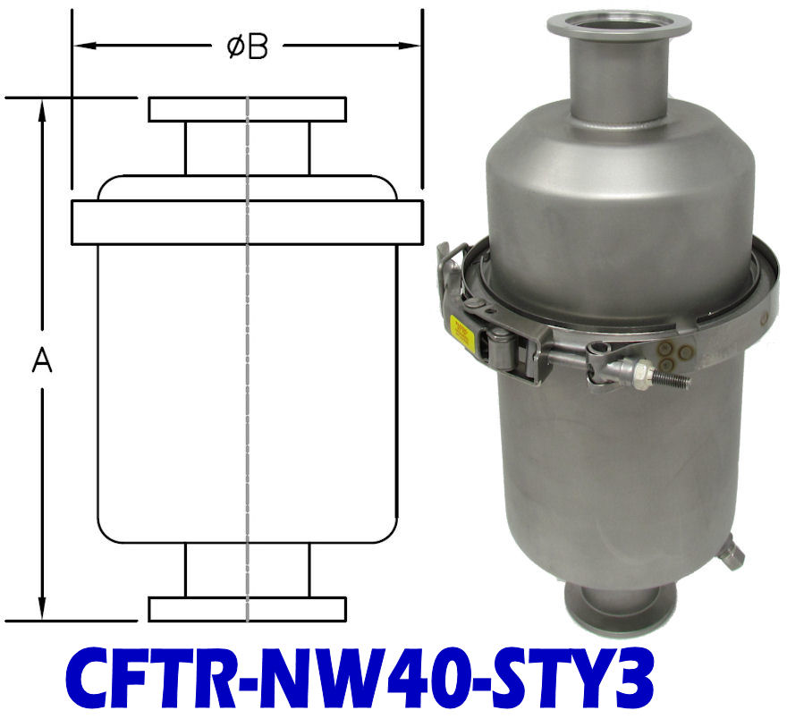 NW40 Coaxial (Refillable) Foreline Trap CFTR-NW40x4-STY3