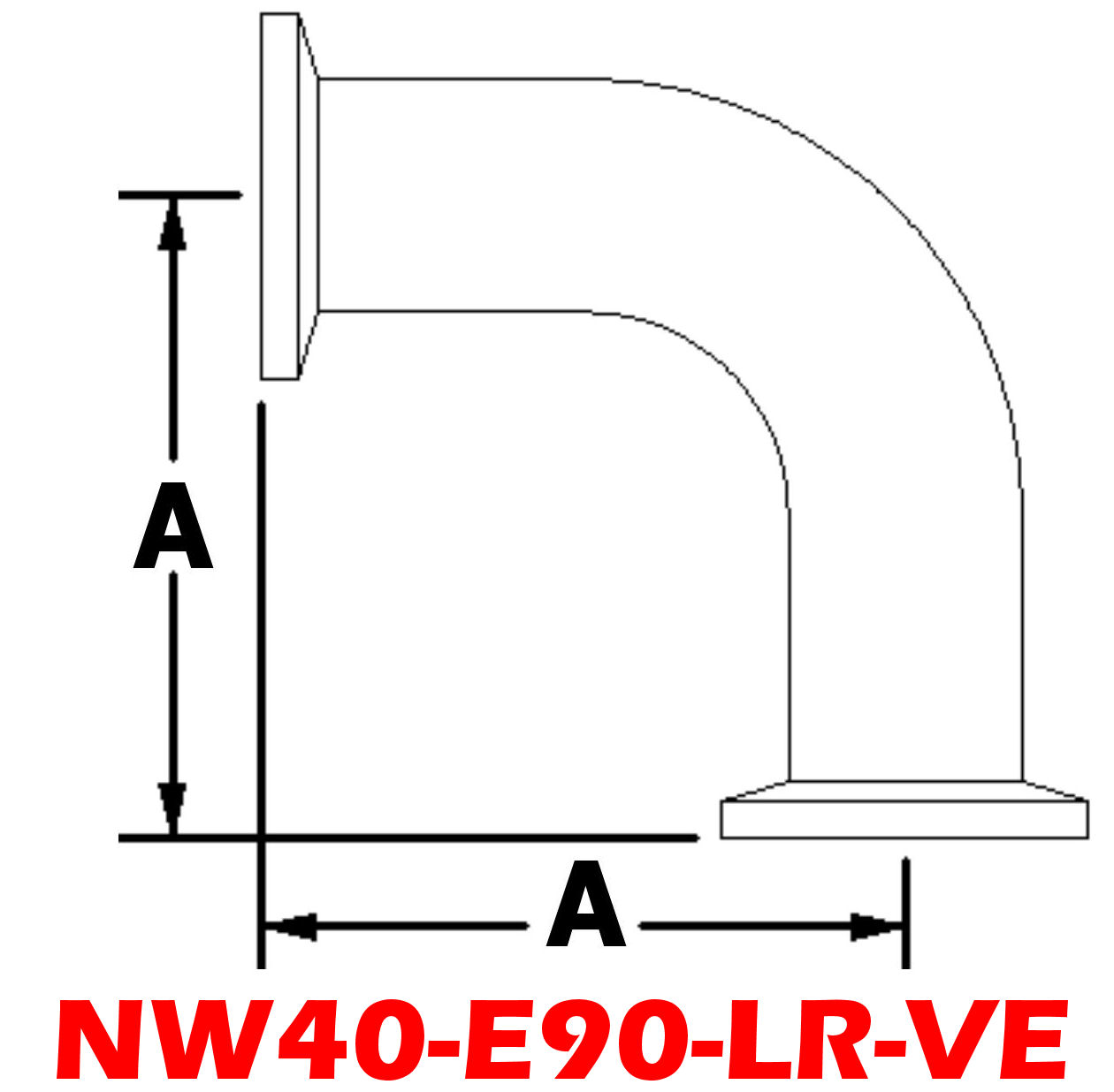 NW40-E90-LR-VE Long Radius Elbow (NW40 Series)