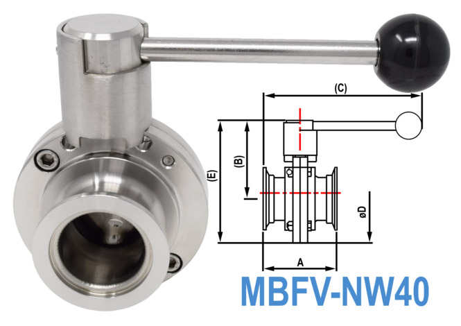 NW40 Manual Butterfly Vacuum Valve MBFV-NW40