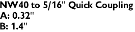 NW40 Quick Coupling To 5/16" Tube Size (NW40-Q31)