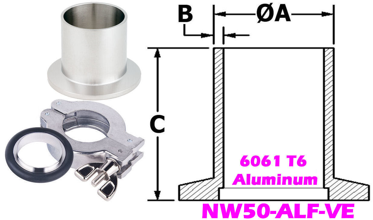 NW50 Long Butt Flange Aluminum (NW50-ALF-VE)