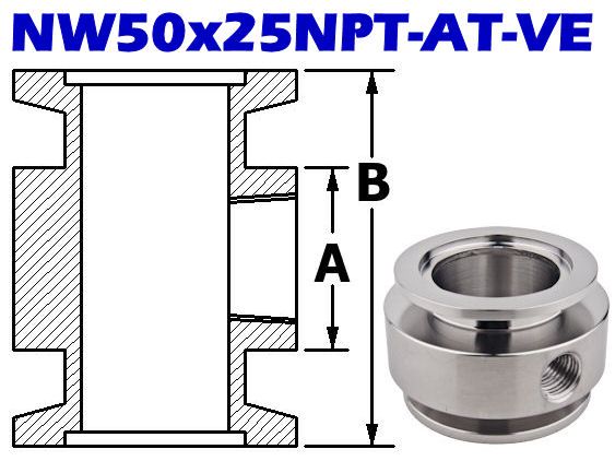 NW50 to 1/4" NPT Female Adaptive Tee (NW50x25NPT-AT-VE)