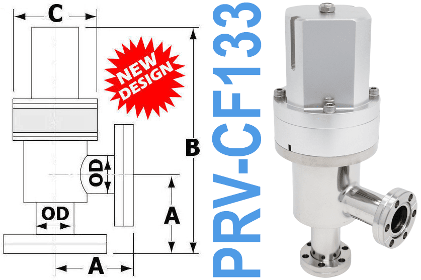 Pneumatic Right Angle Valve 1.33" OD Conflat (PRV-CF133)