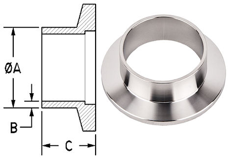 NW40 Short Weld Stub Flange (NW40-150-SS)