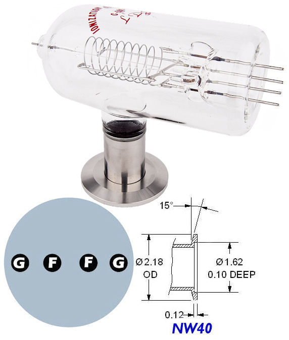 Single Iridium Filament NW40 (KF40) Flange GK-IR-NW40