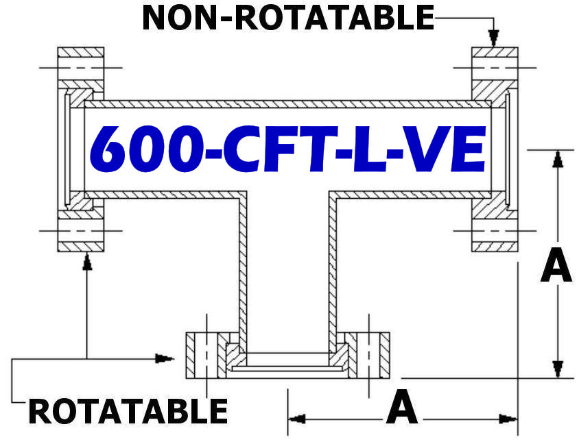 Tee, 6.00" OD Conflat (Long) 600-CFT-L-VE