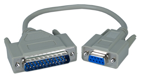 1 ft DB9 Female to DB25 Male Serial Modem Cable with Interchangeable ...