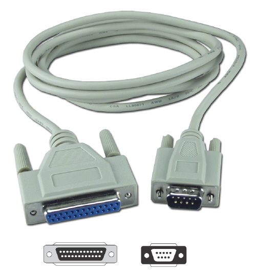 10 ft DB9 Male to DB25 Female Cable for Modem & HP DB9 Serial Printer Cable