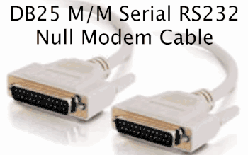 25ft DB25 Male to Male Serial RS232 Null Modem Cable