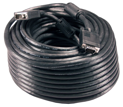50ft Premium VGA HD15 Male to Male Tri-Shield Black Cable