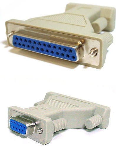 Db 9 female to db 25 female adaptor serial port molded