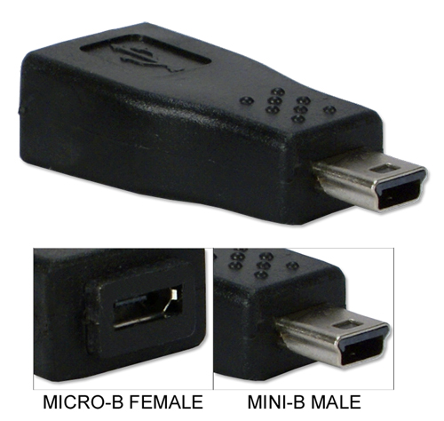 Mini-USB Male to Micro-USB Female Adaptor