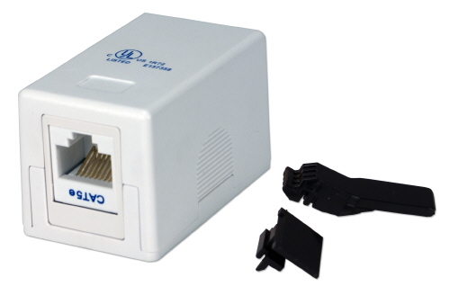 Single Port CAT5e Keystone Jack White Surface Mount Box Kit