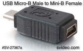 USB Micro-B Male to Mini-B Female Adapter