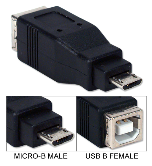 USB OTG Micro-B Male to USB B Female Adaptor