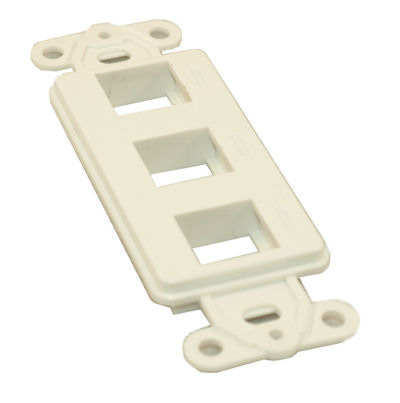 Wall Plate - 3 Open Keystone Decora Plate Insert, White