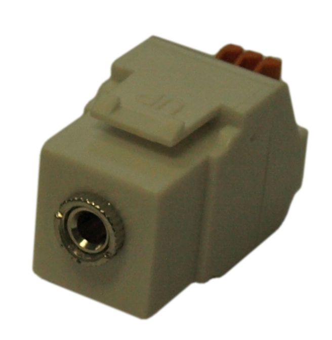 Wallplate - Keystone Jack - 3.5mm Stereo Audio Block Connector, White
