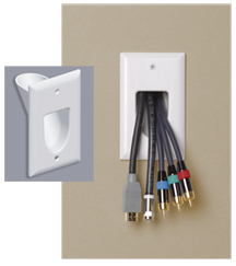 Wall Plate - Single-Gang Recessed Cable Pass-thru, White