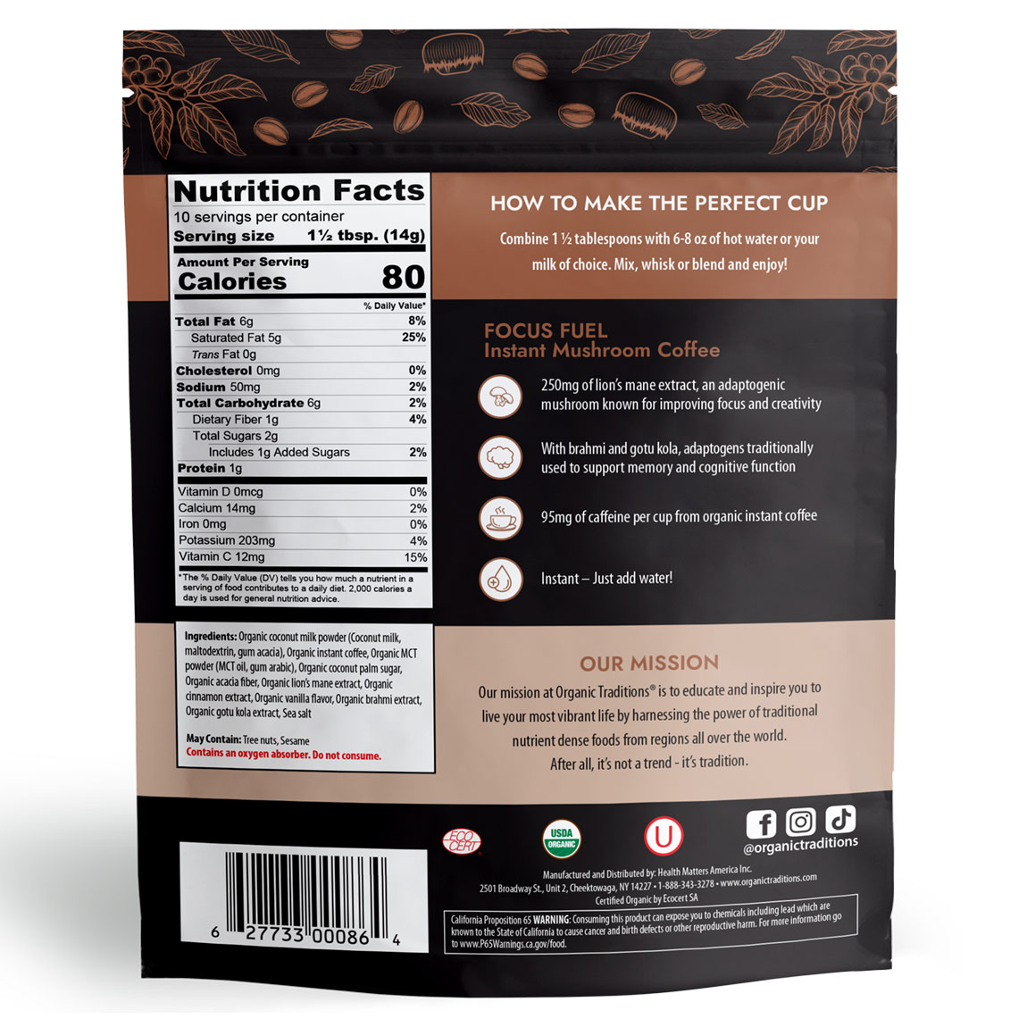 Buy Organic Traditions - Focus Fuel Instant Mushroom Coffee - 5 oz (140 ...