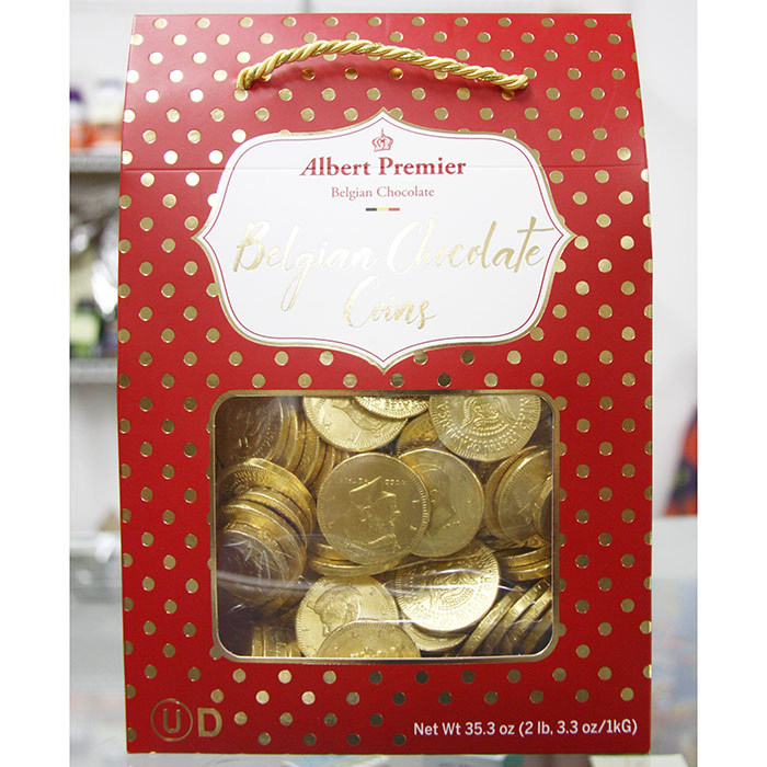 Albert Premier Belgian Chocolate Coins, Holiday Gift, 35.3 oz (1 kg ...