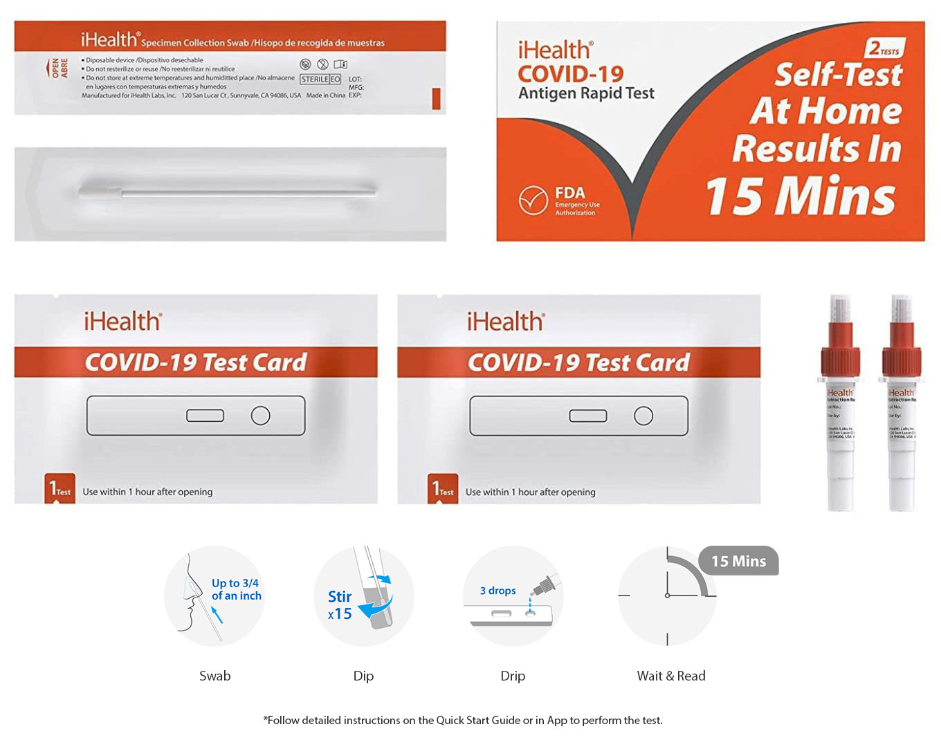iHealth COVID-19 Antigen Rapid Test, 2 Tests | VitaSprings.com