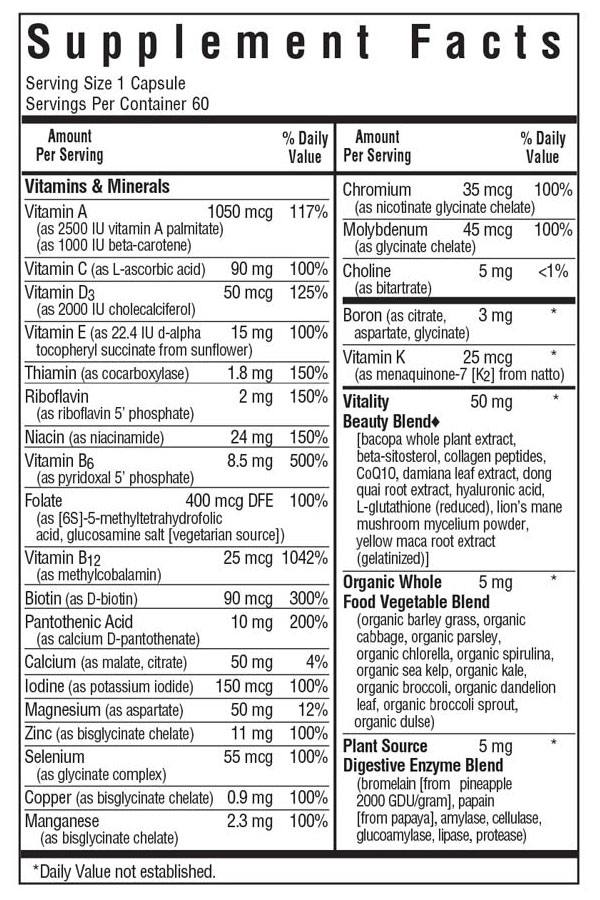 Ladies' One 40+ Whole Food-Based Multiple, Value Size, 60 Vegetable ... Ladies' One 40+ Whole Food-Based Multiple, Value Size, 60 Vegetable ...
