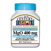 MgO Magnesium Oxide 400 mg, 90 Tablets, 21st Century Health Care ...